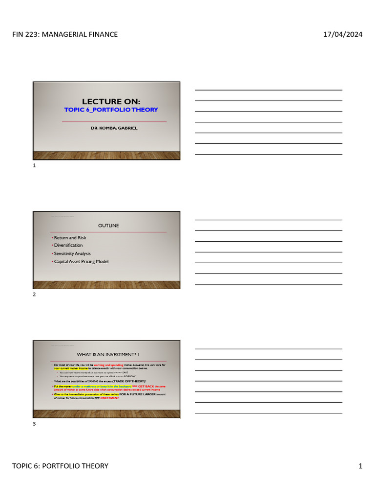 Topic 6 2024 Portfolio Handout | PDF