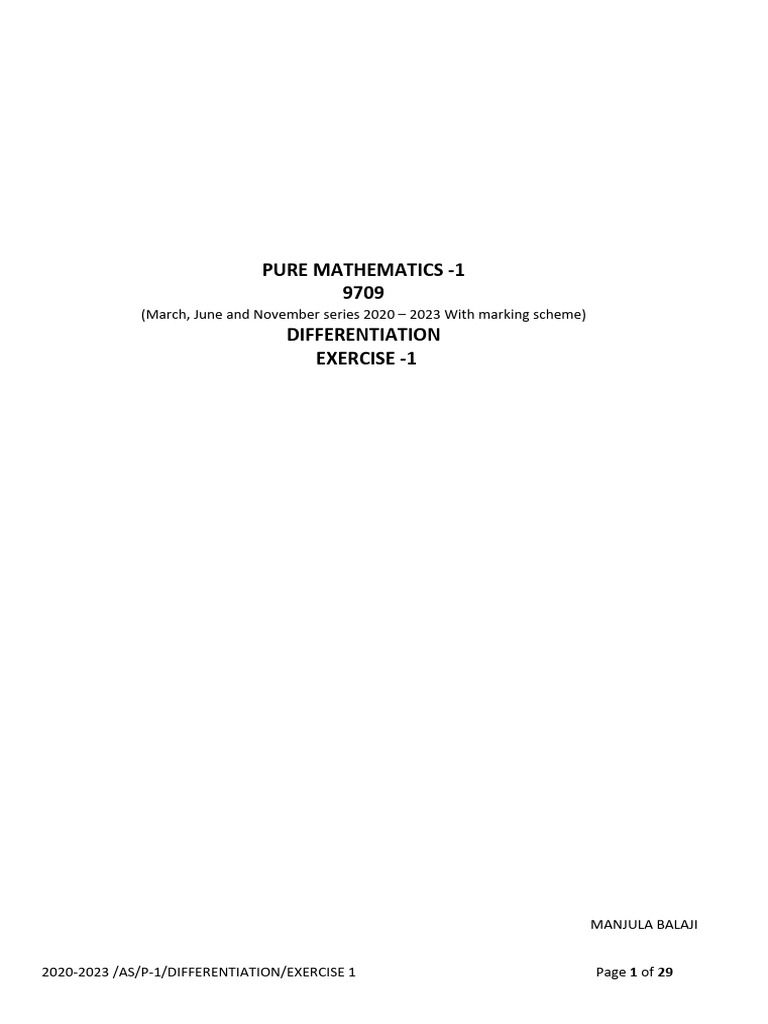 p1 Differentiation Ex 1with Ms | PDF