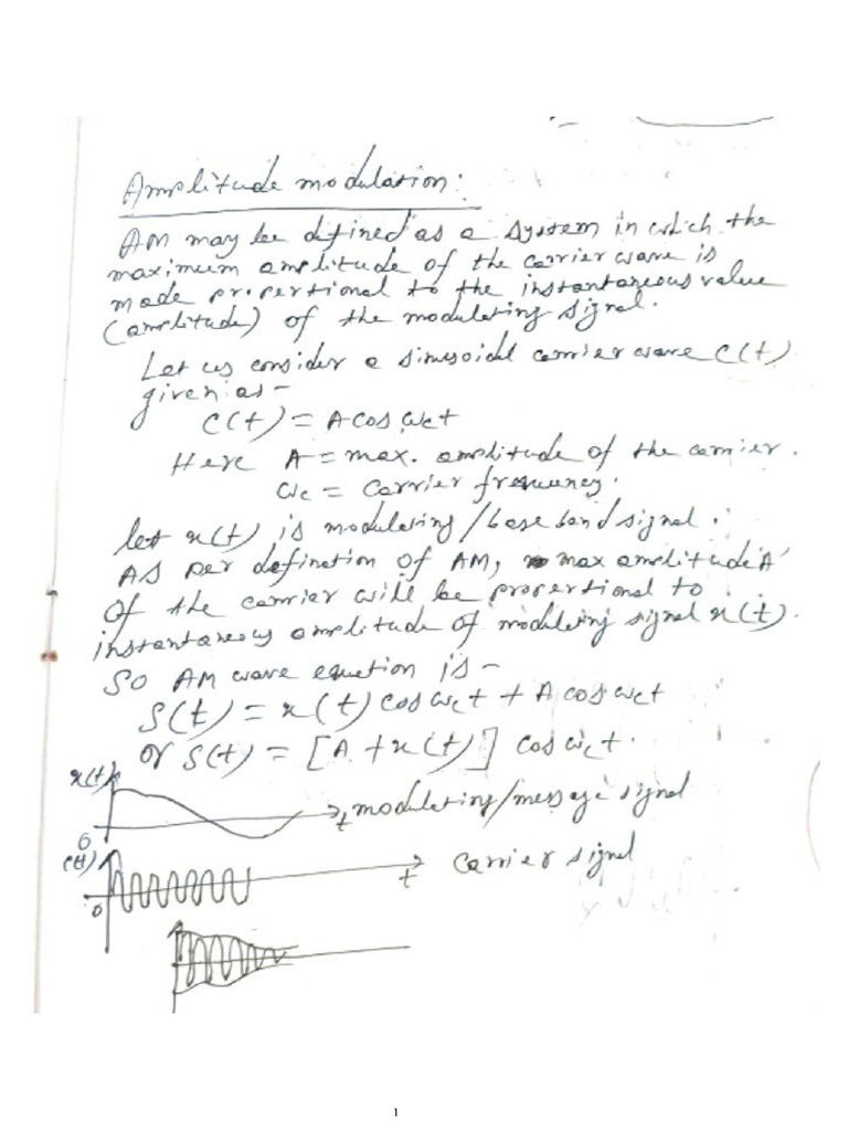 Amplitude Modulation Notes Pdf