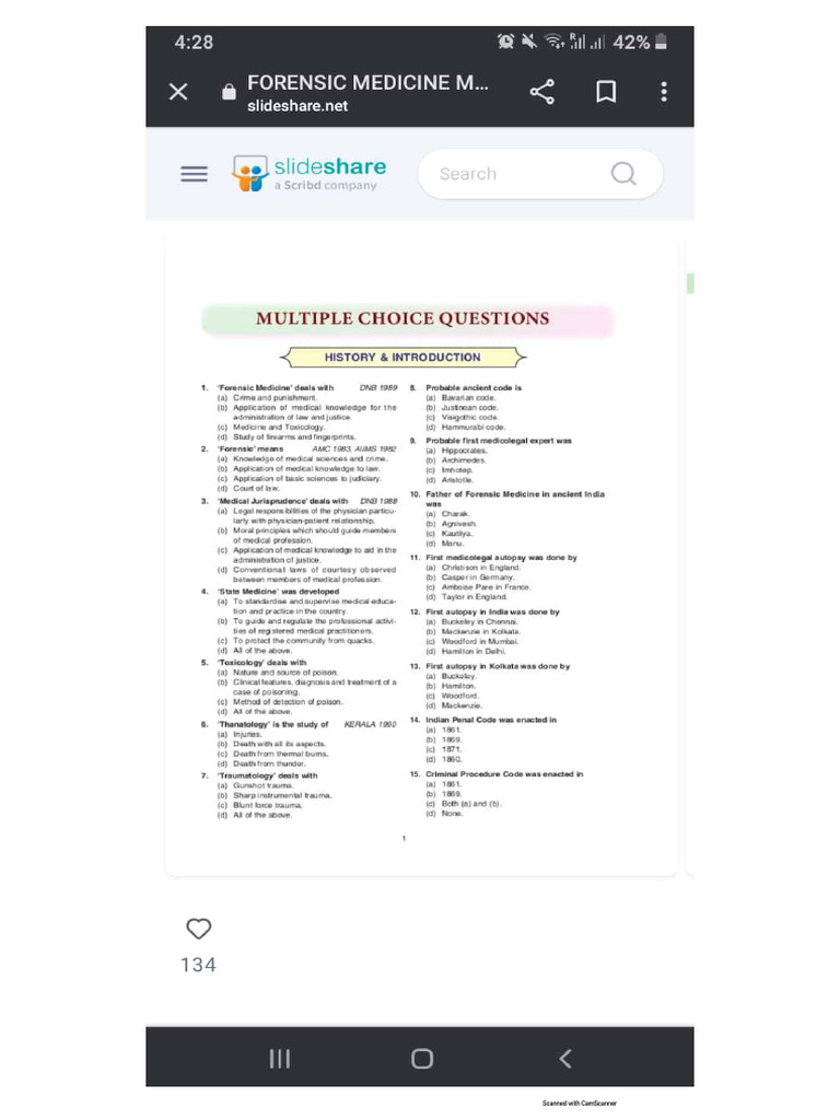 Forensic MCQs 2 | PDF