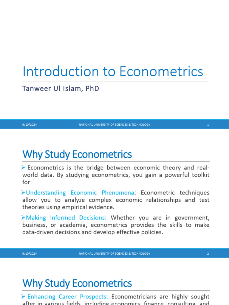 Lect-1-Introduction To Econometrics | PDF