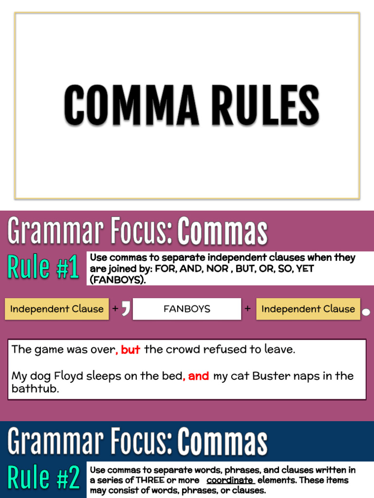 Comma Rules for Students | PDF