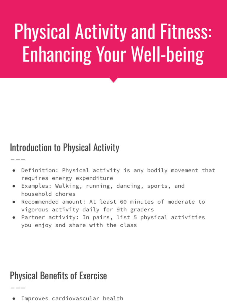 Physical Activity and Fitness - Enhancing Your Well-Being | PDF