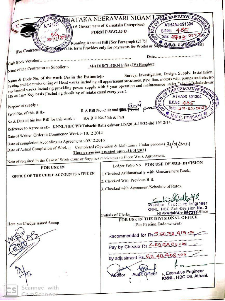 TBLIS - 21st (Final) RA Bill | PDF