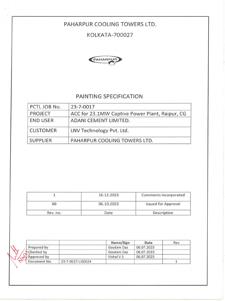 ACC Painting Spec Approved With Comments 19.12.23 | PDF