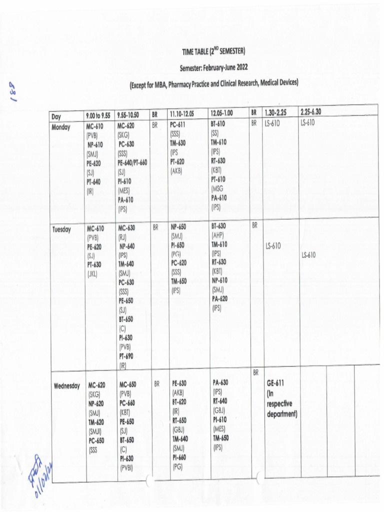 2022_TimeTable_Feb_June_2022 | PDF