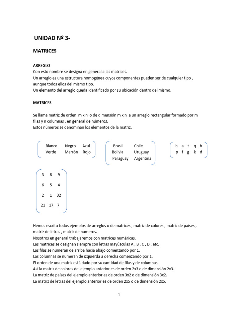Unidad #3-Matrices | PDF