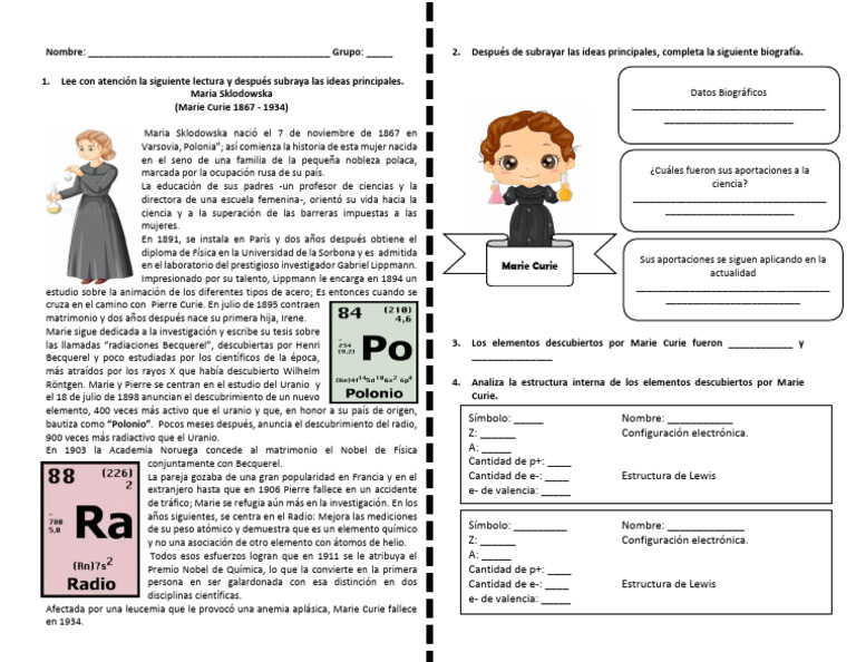 Lectura Marie Curie | PDF