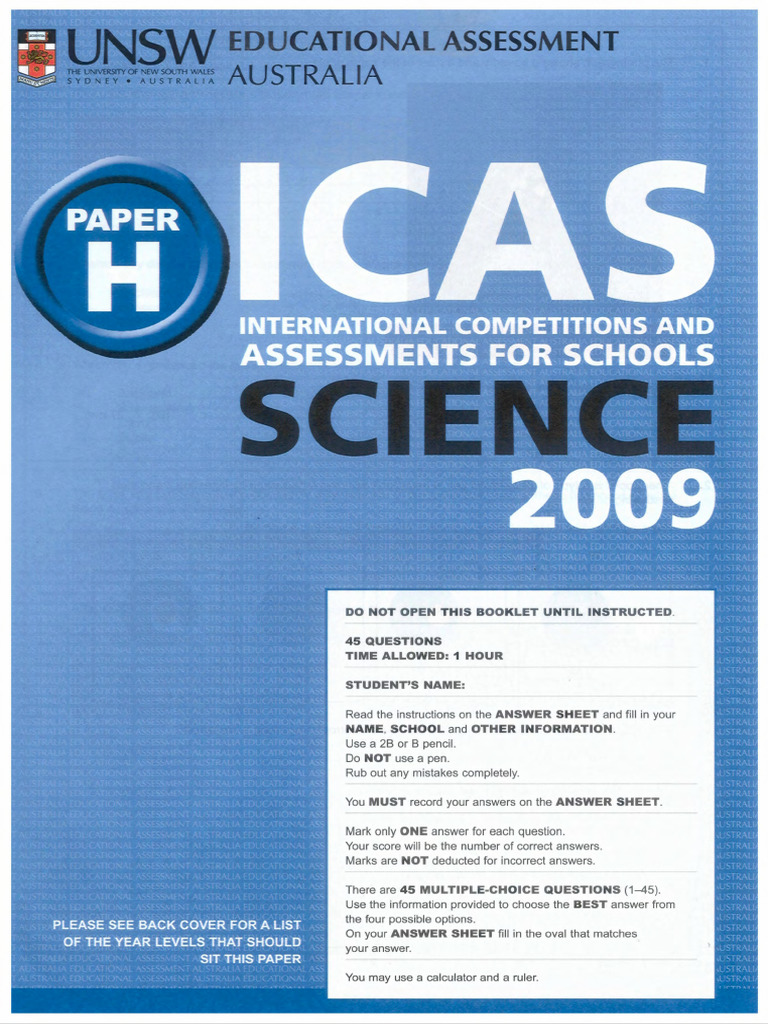 ICAS Science H 2009 | PDF
