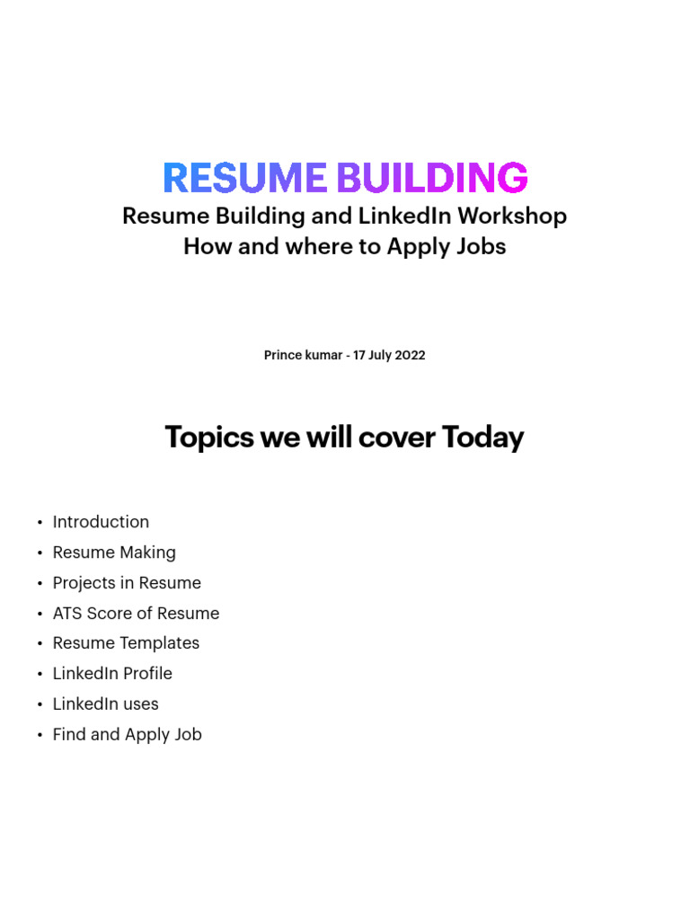 Resume Building Resources | PDF