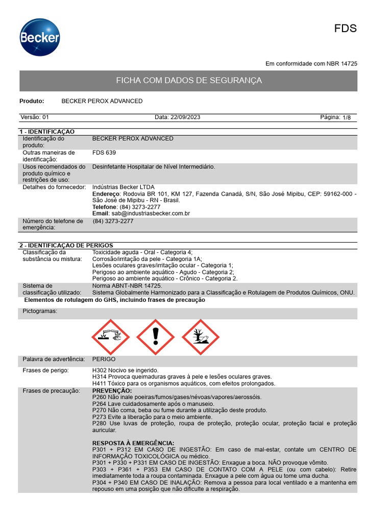 Becker Perox Advanced - Fispq | PDF