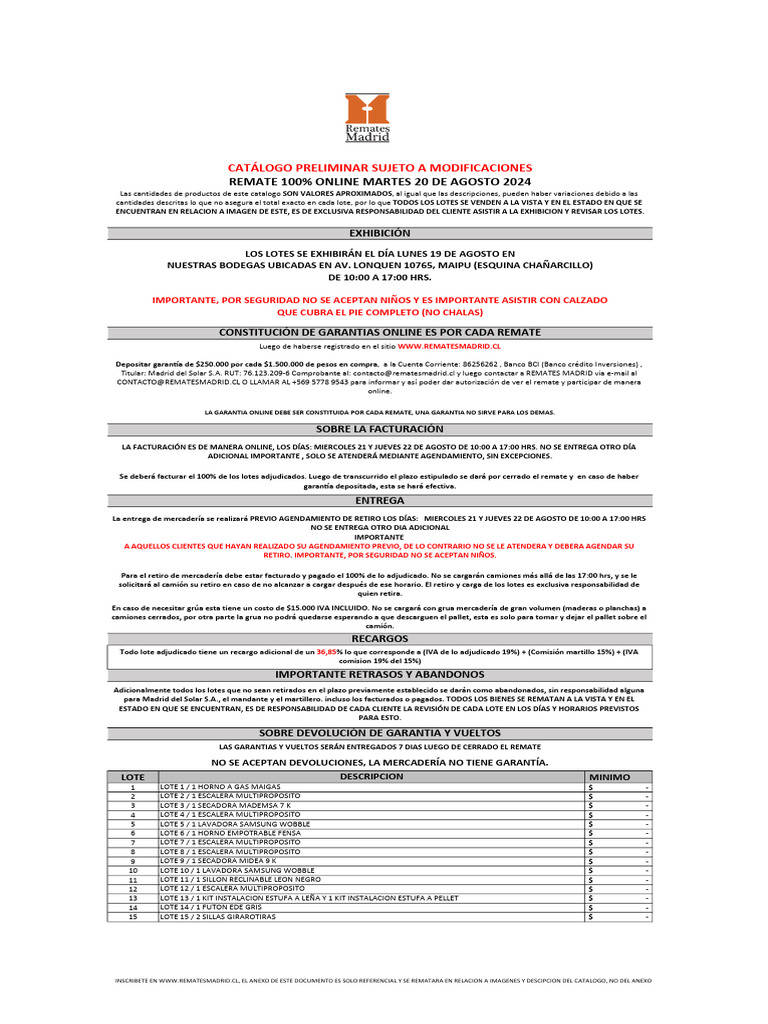 CATALOGO REMATE 20 DE AGOSTO 2024 | PDF
