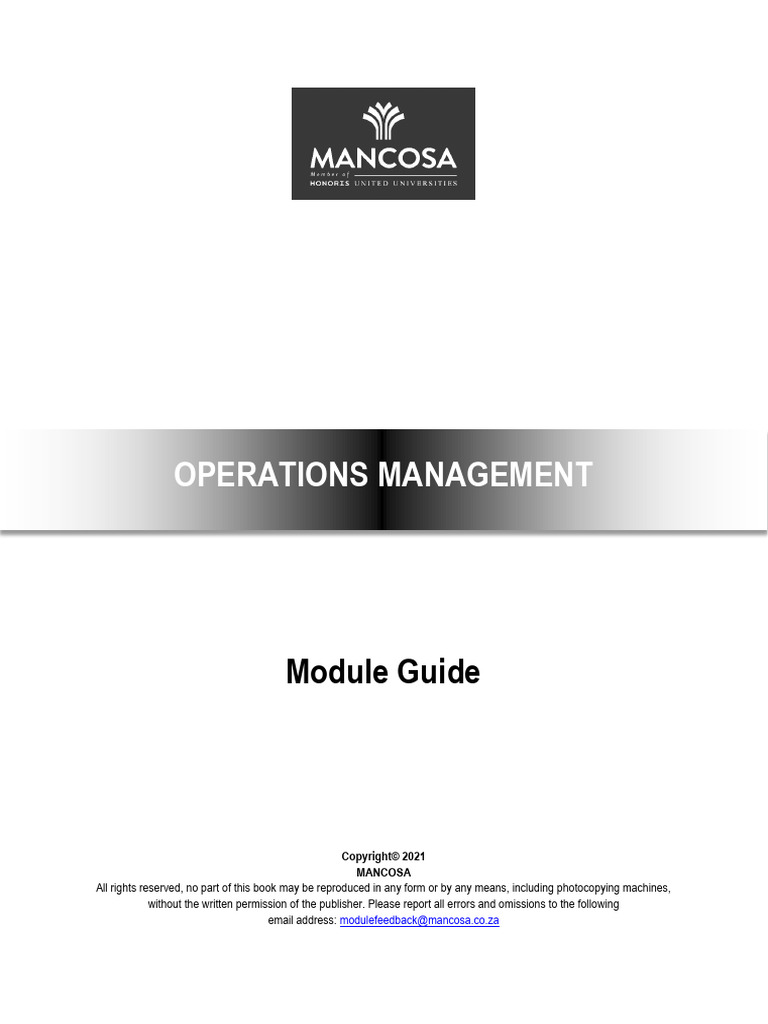 PGDBM Operations Management Semester 1 January 2021 | PDF
