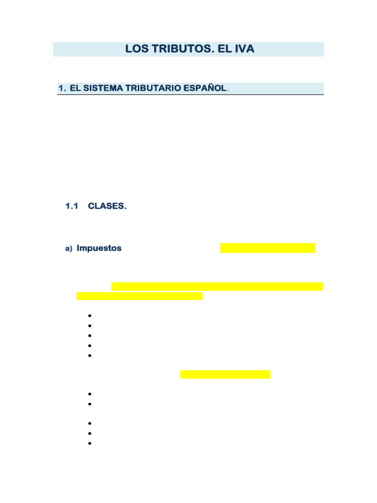 LOS TRIBUTOS. EL IVA | PDF