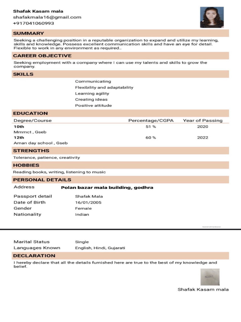 Shafak Mala Resume | PDF