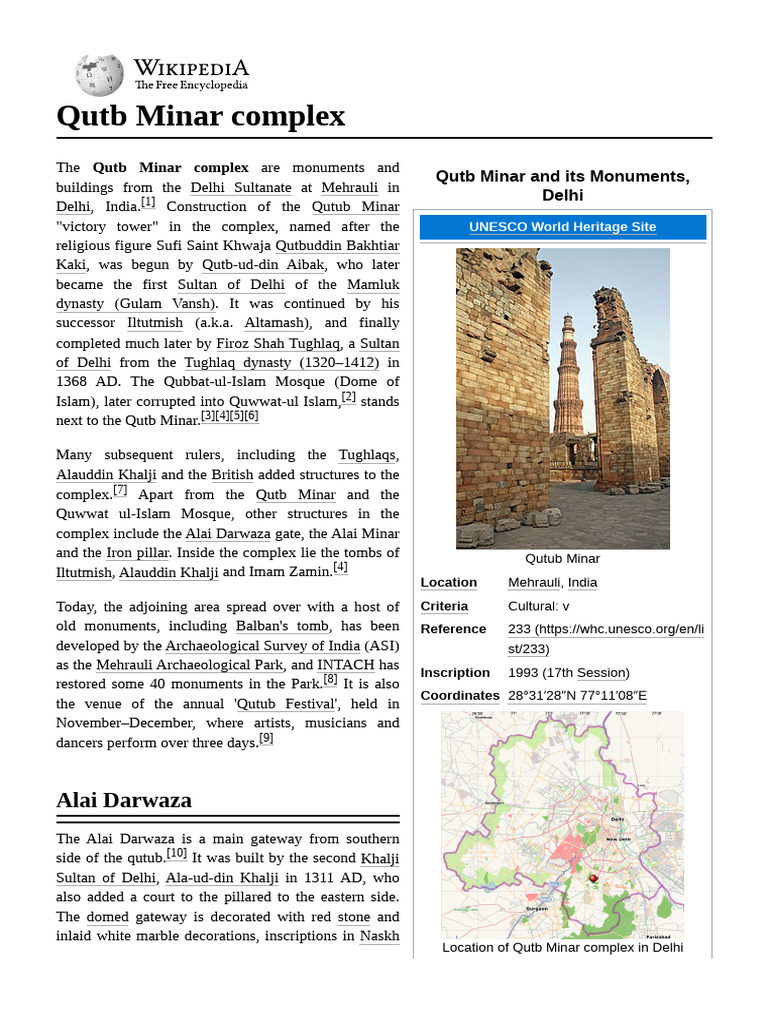 Qutb Minar Complex | PDF | Travel