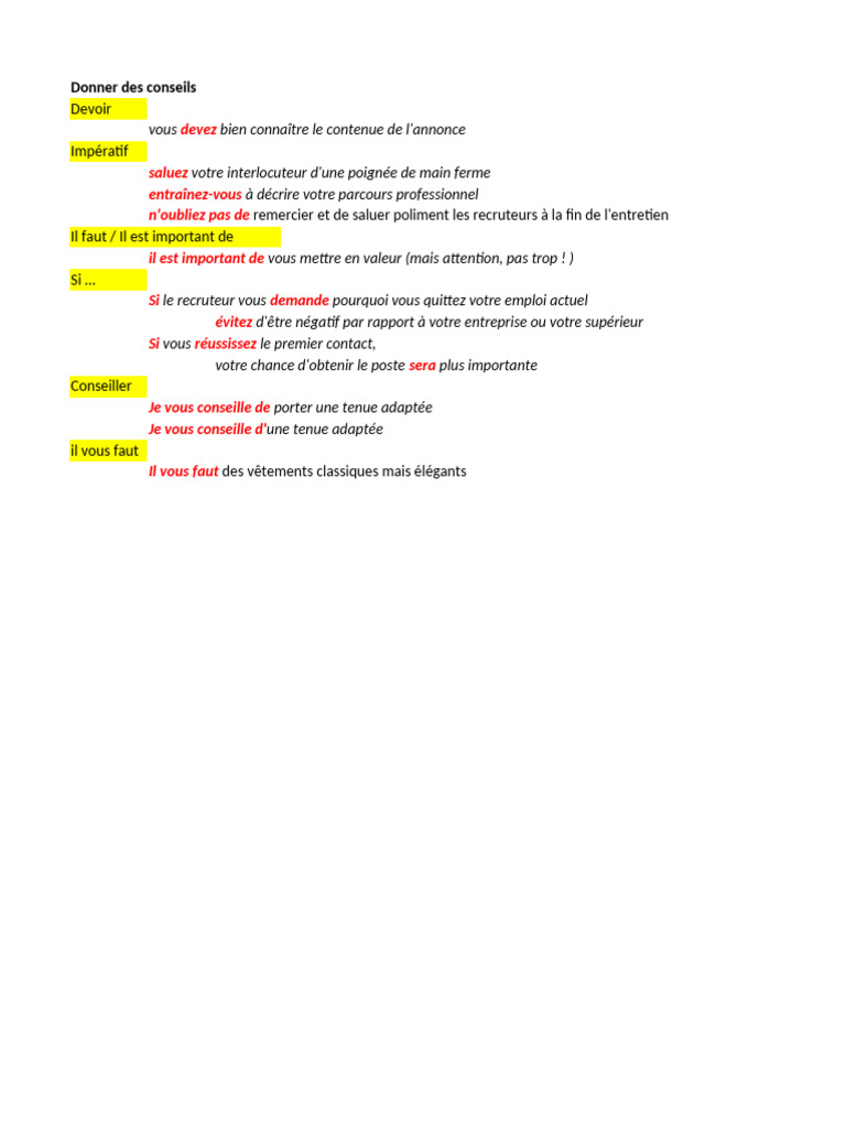 Donner Des Conseils | PDF