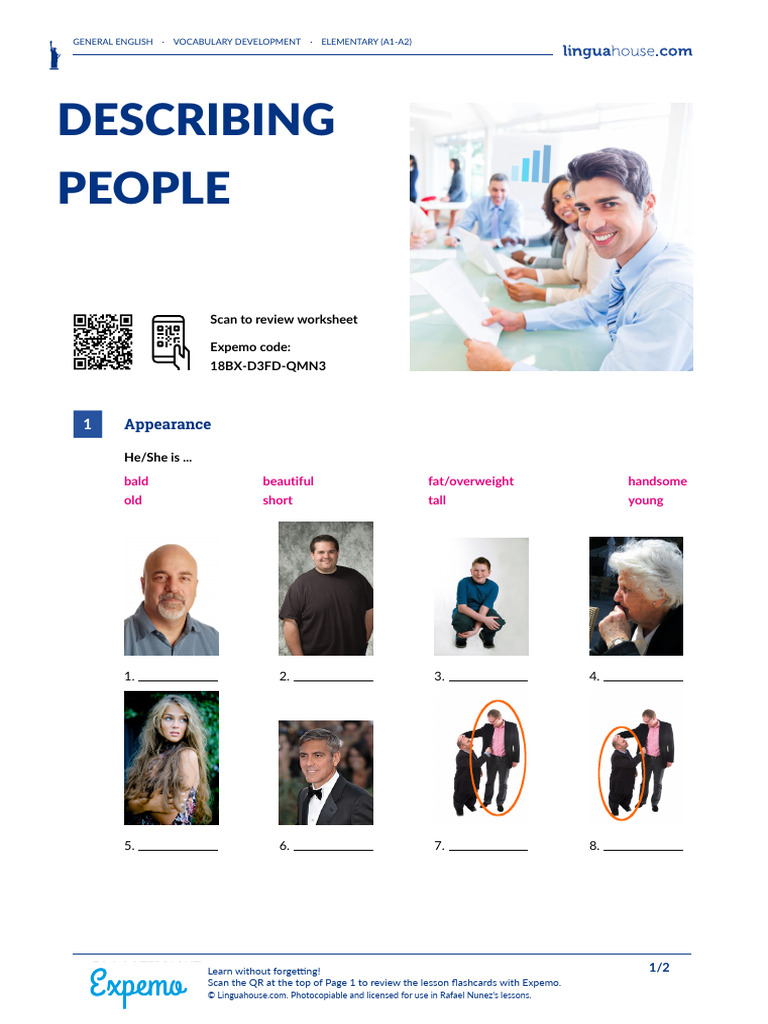 Describing People American English Teacher Ver2 | PDF