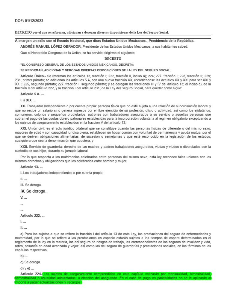 Decreto Por El Que Se Reforman, Adicionan y Derogan Diversas ...