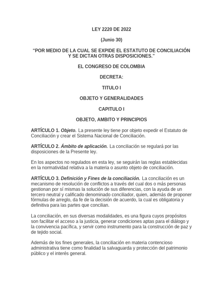 LEY 2220 DE 2022 | PDF