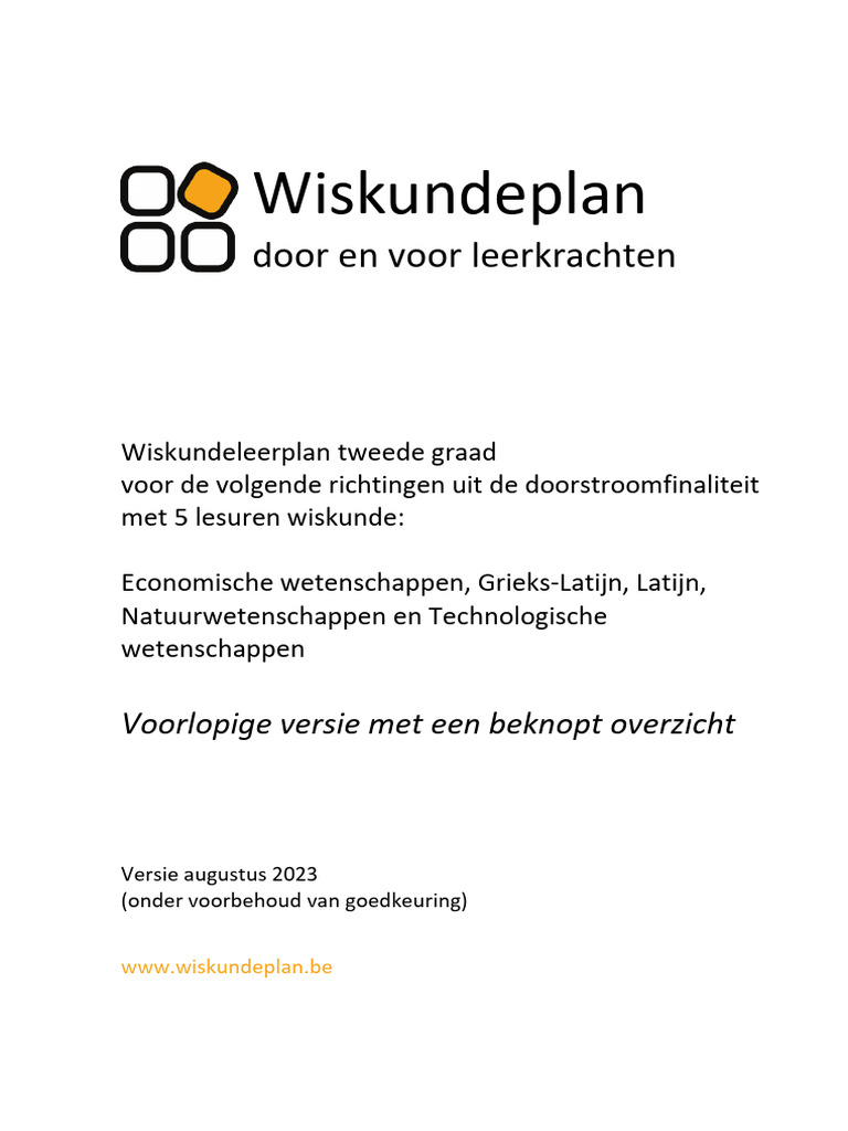 2023 08 Leerplan 2e Graad 5u | PDF