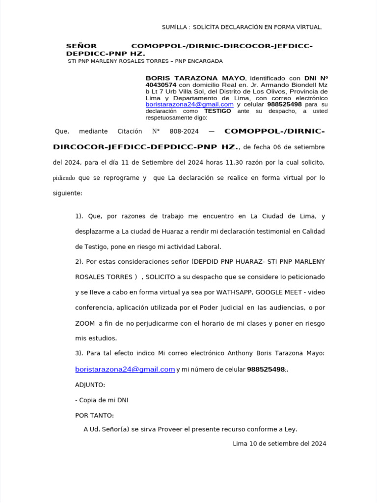 escrito-solicita-declaracion-de-forma-virtual-fiscalia | PDF