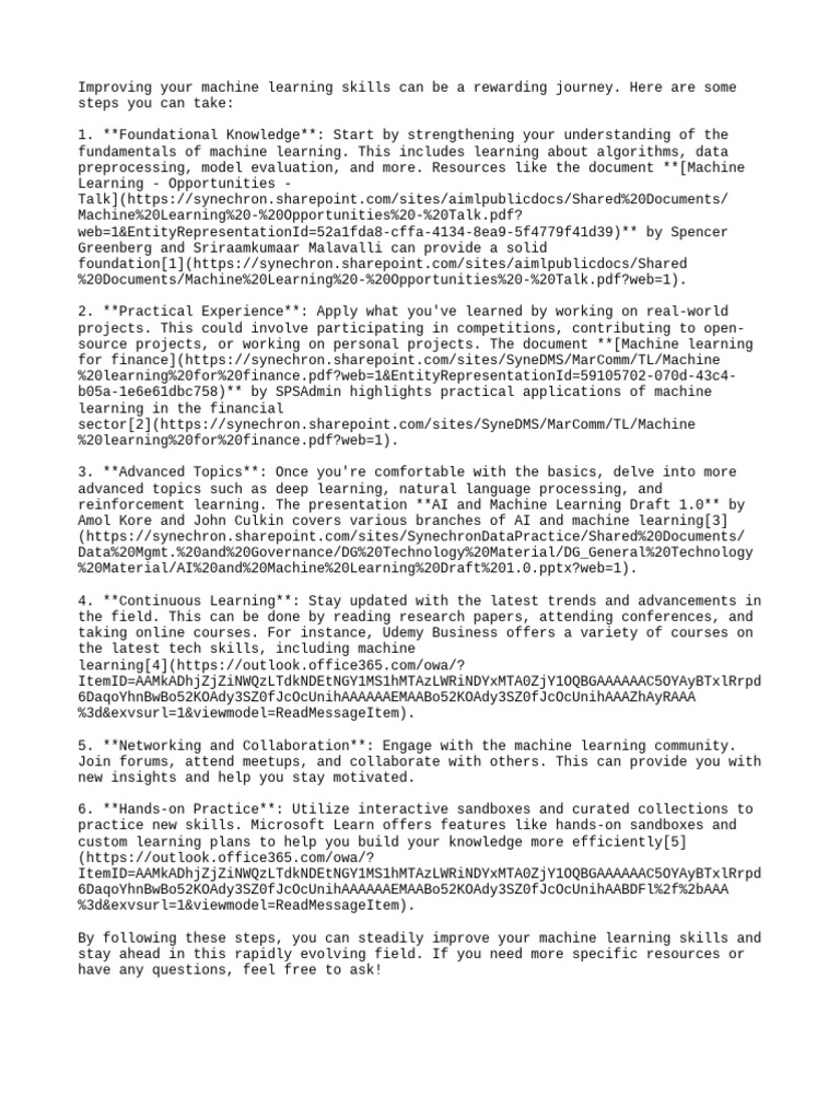 How To Improve ML Skill | PDF