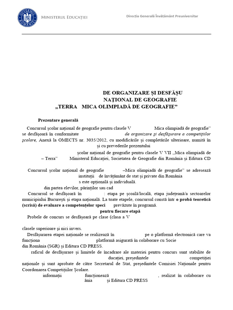 Regulament Specific Terra 2024 | PDF