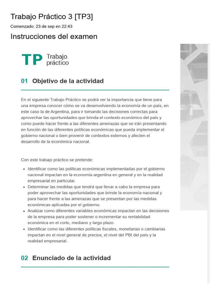 Examen - Trabajo Práctico 3 (TP3) ECONOMIA | PDF | Costo de la vida | Producto Interno Bruto