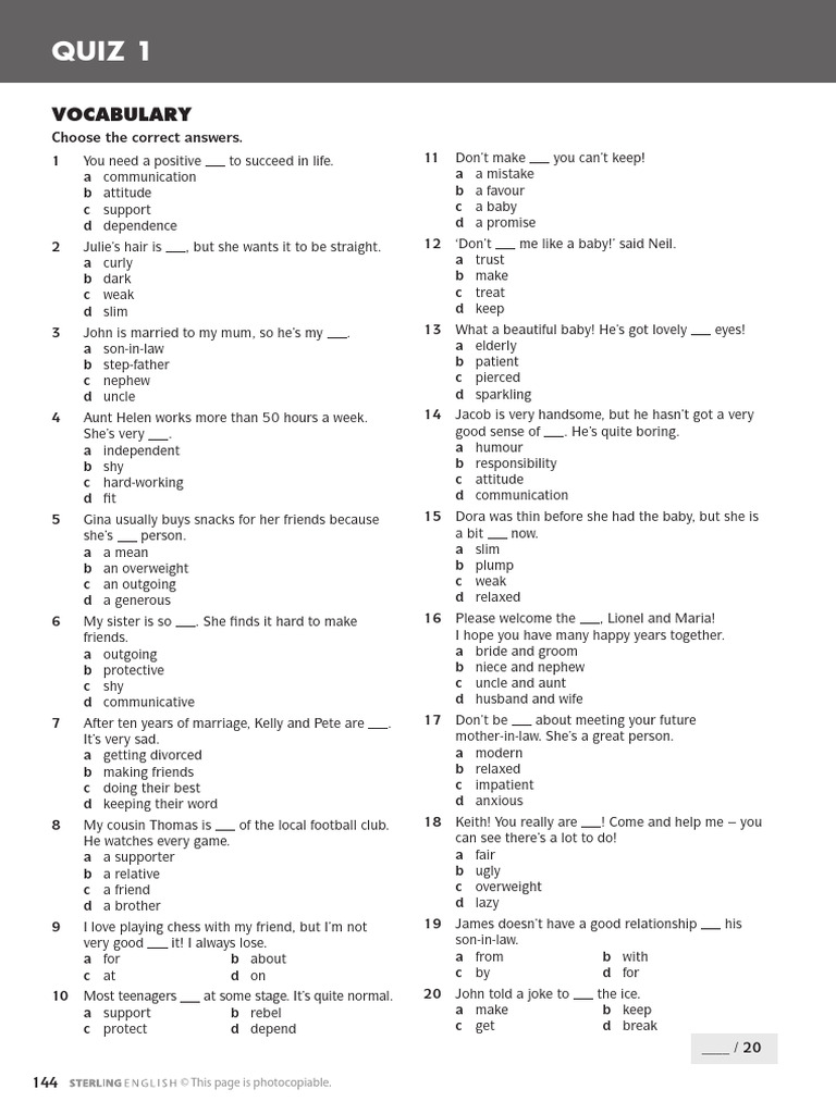 UpgradeB1 Quizzes | PDF