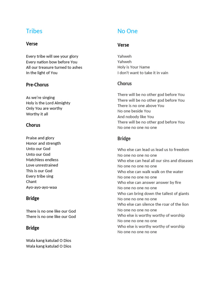 Lyrics Pdf