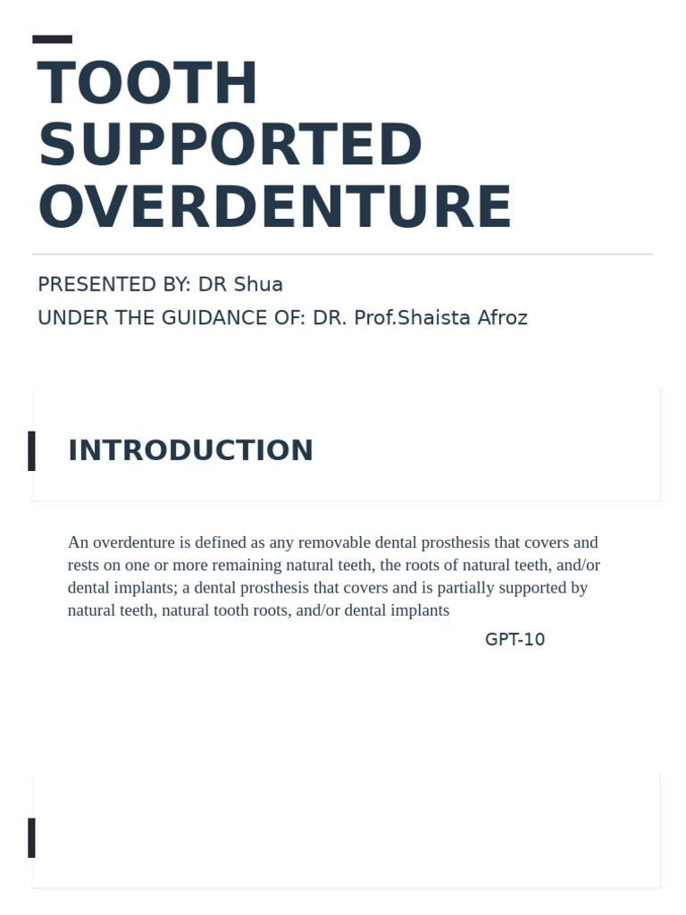 Tooth Supported Overdenture (Autosaved) | PDF