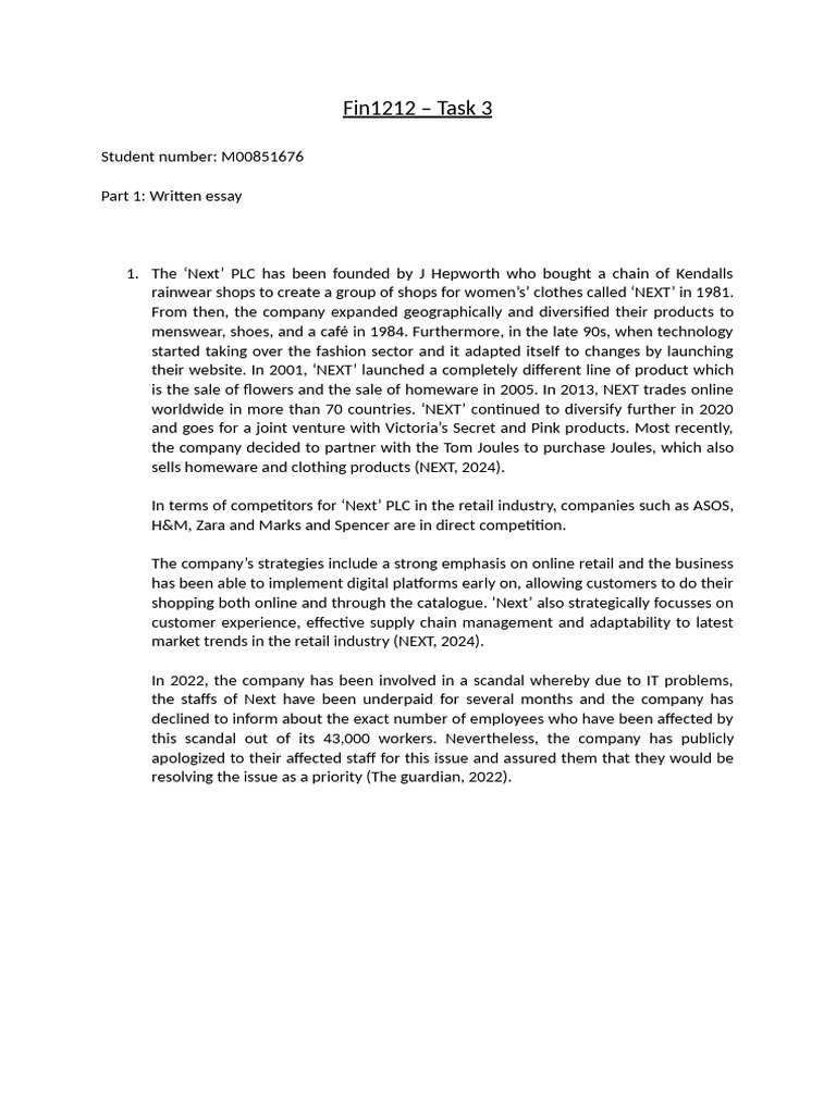 Fin1212 - task 3 | PDF