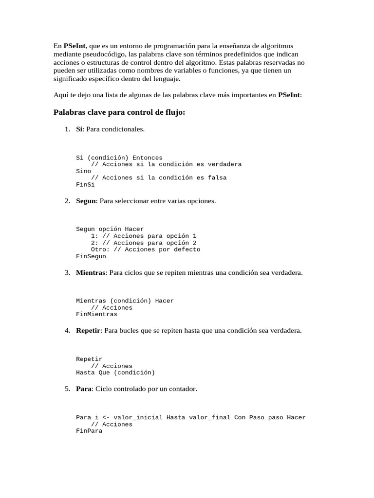 Palabas Clave PSeint | PDF