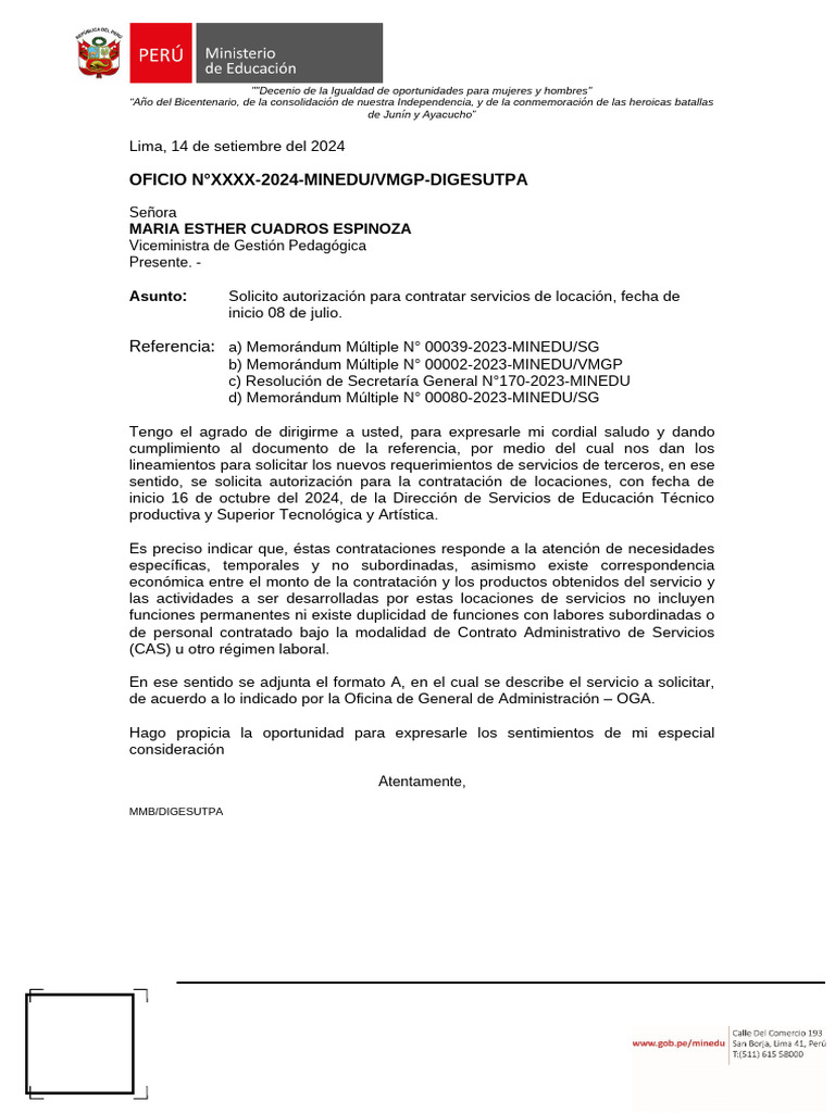 PROYECTO DE OFICIO Locadores | PDF