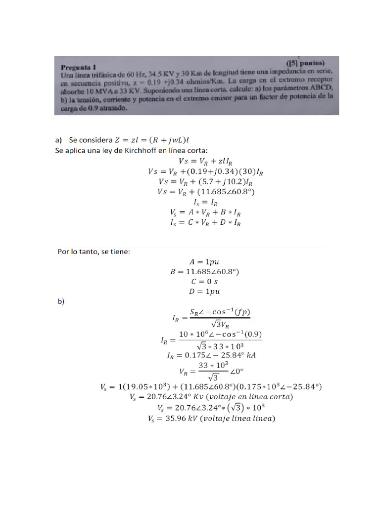 Ejercicios Resueltos de Lineas de Transmisión y Maquinas Electricas | PDF