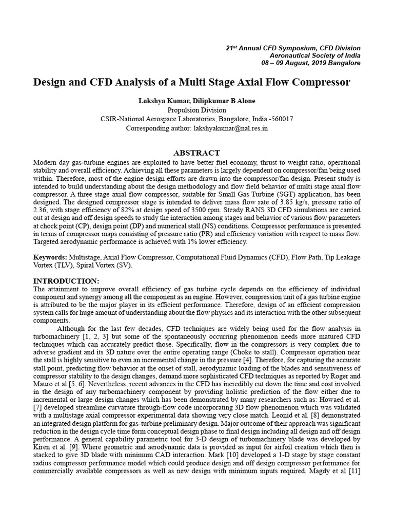 P18-Design and CFD Analysis of A Multi Stage Axial Flow Compressor | PDF