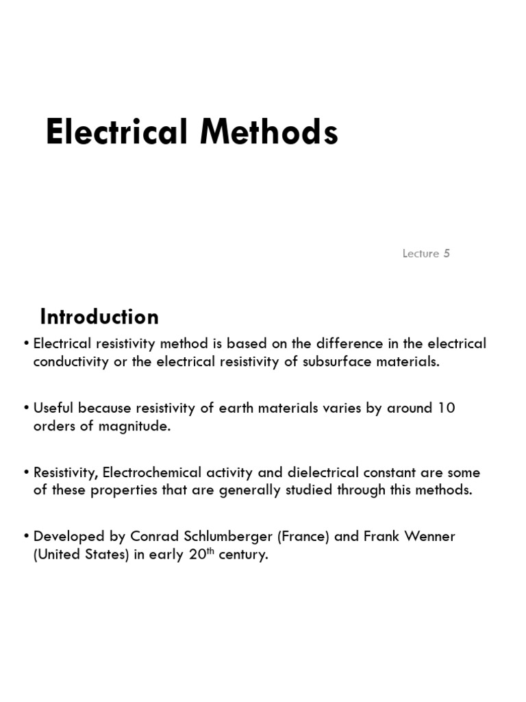 Lecture 5 Electric Methods-1 | PDF | Electrical Resistivity And ...