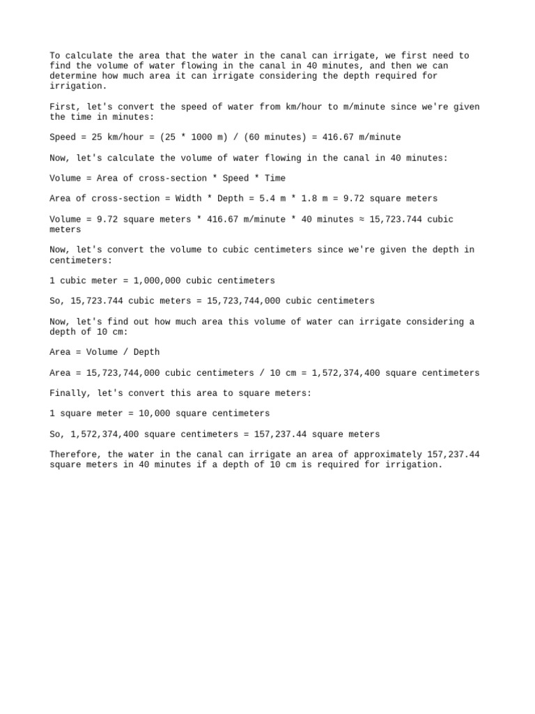 Canal Irrigation Formula, Math | PDF