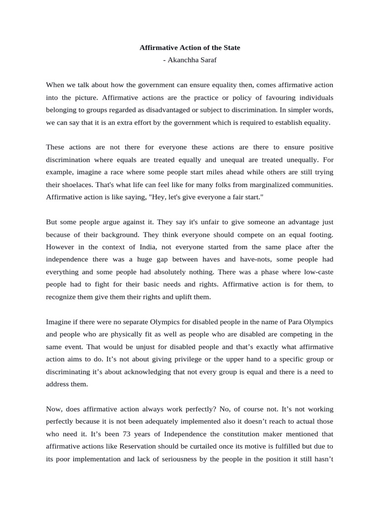 Affirmative Action of The State | PDF