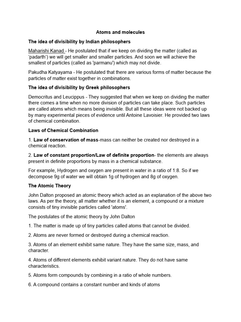 Atoms and Molecules | PDF