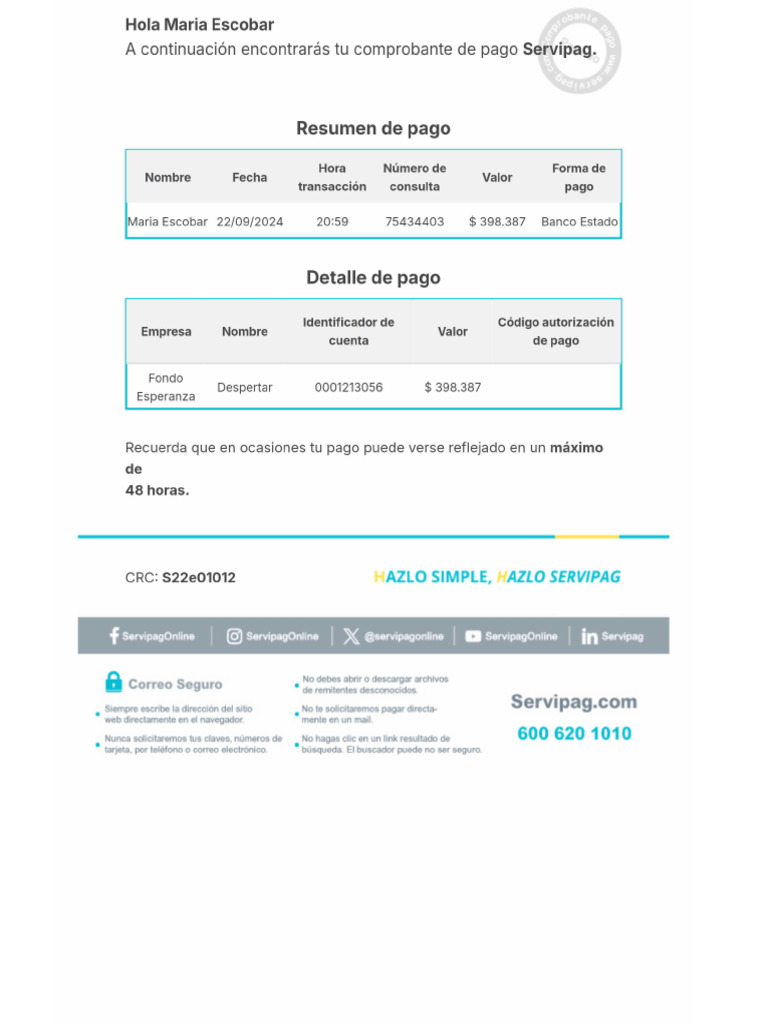 Comprobante de Pago | PDF