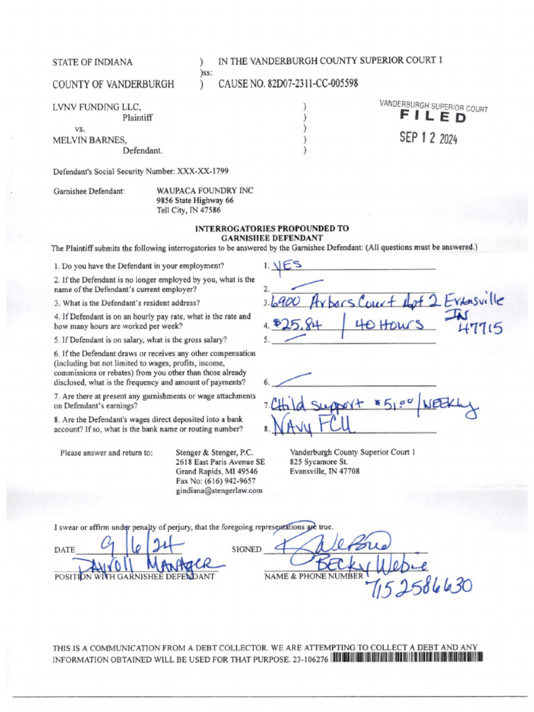 Answer To Interrogatories Filed | PDF