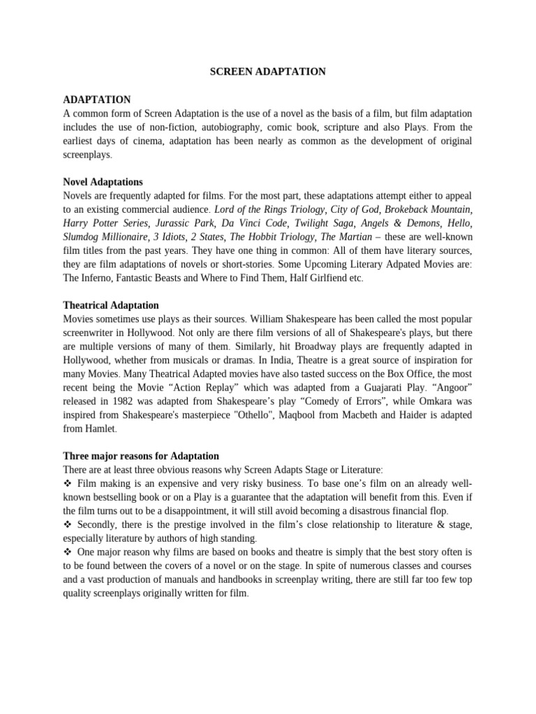 3 Screen Adaptation | PDF