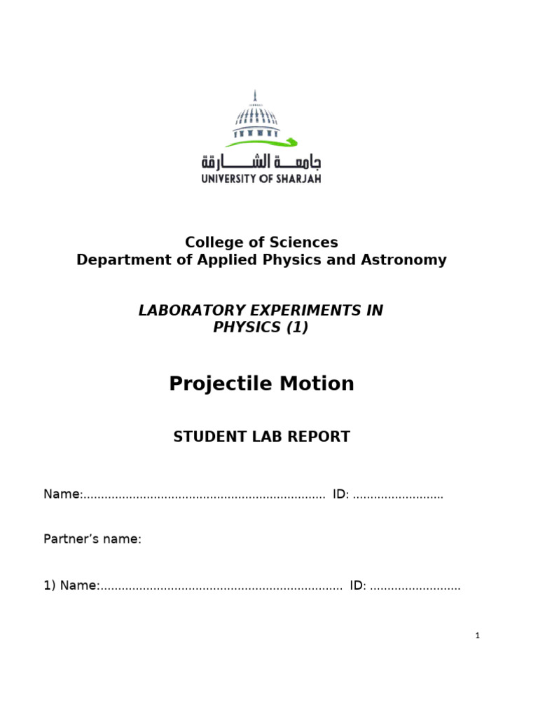 Projectile Motion (Lab Report) | PDF
