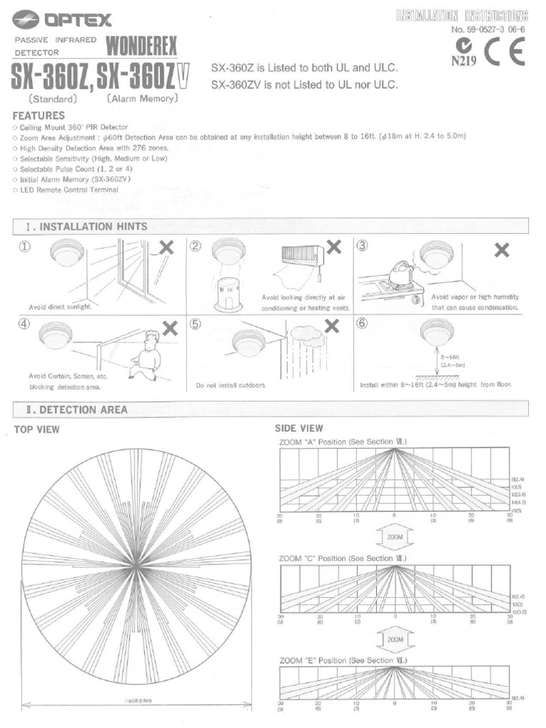 Optex SX 360z Manual en | PDF