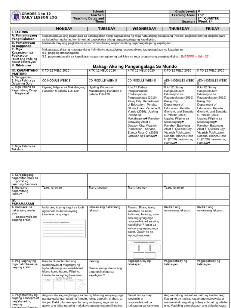 DLL - Esp 5 - Q3 - W5 | PDF