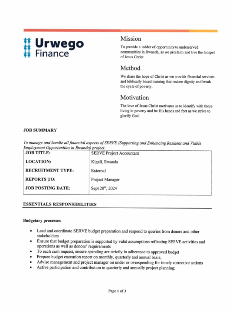 Job Advert Serve Project Accountant | PDF