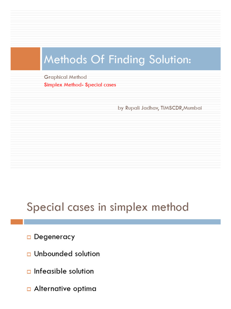 Simplex Method- Special cases | PDF