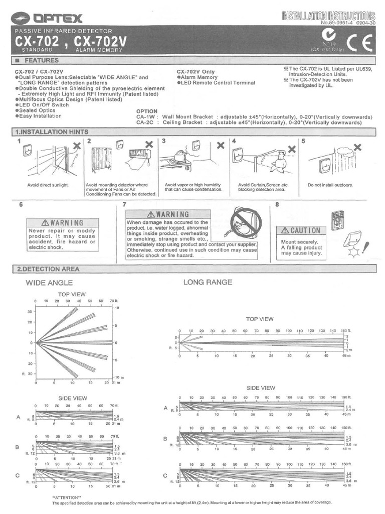 Optex CX 702 Manual en | PDF